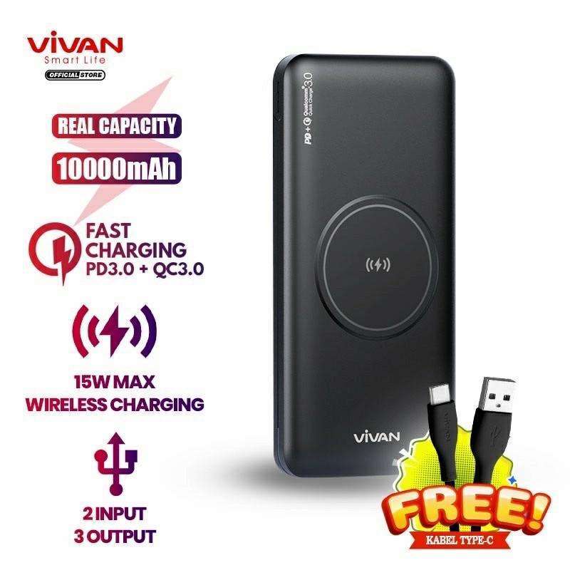 Jual VIVAN POWER BANK WIRELESS FASTCHARGING 10000 mAh VPB-W11 di Seller ...