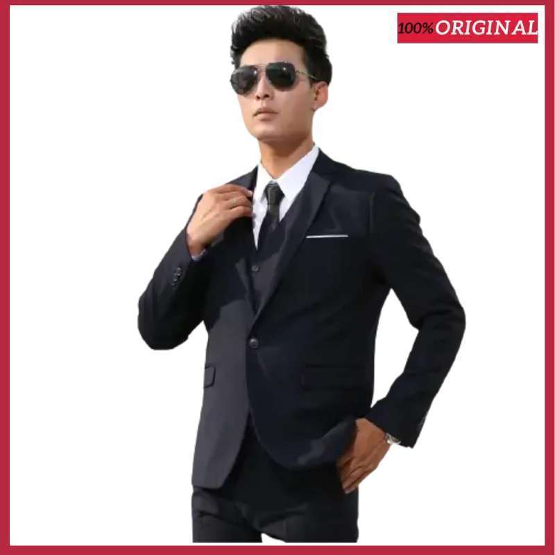 Promo JAS FORMAL PRIA JAS NIKAH JAS WISUDA - HITAM LIST PUTIH M Diskon ...