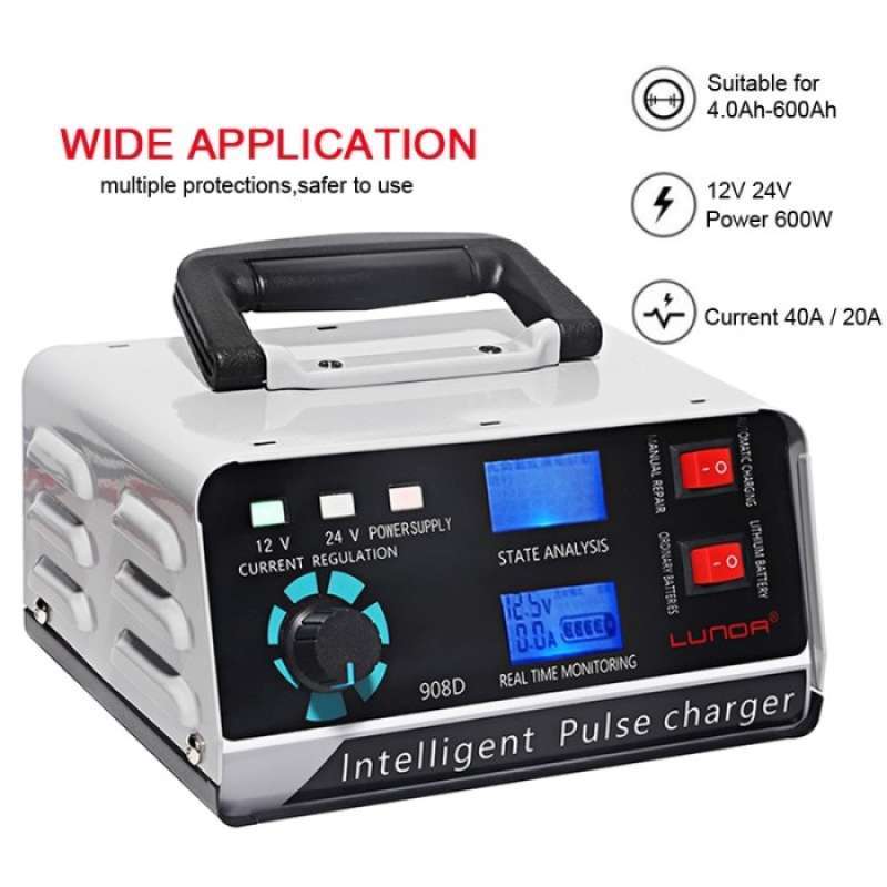 Promo Smart Charger Aki Lcd Mobil Motor 400w 400ah 12v 24v Casan Accu ...