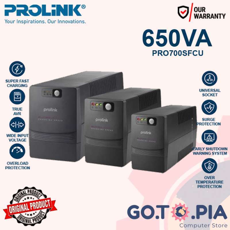 Jual UPS PROLINK PRO700SFCU Super Fast Charging UPS 650VA with USB Port ...