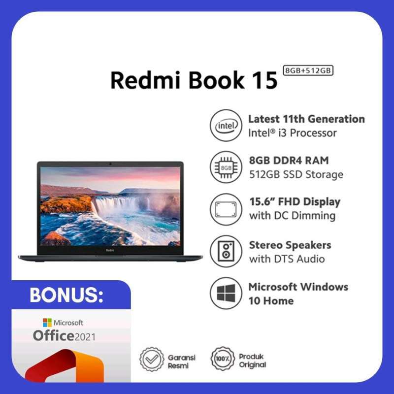 Jual Xiaomi Redmi Book 15 Core I3-115g4 8gb+512gb Ssd 15.6 Fhd Win10 Di ...