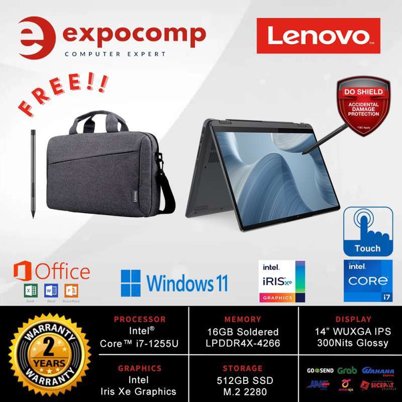 Jual LENOVO FLIP 2IN1 FLEX 5i 14IAU7 2FID STORM GREY CORE I7 1255U Di Seller ExpoComp Official