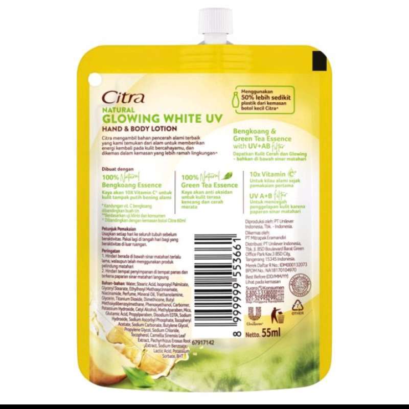 Jual Citra Natural Glowing White Uv Body Lotion Kemasan Refill 55 Ml Di Seller Cassa Star - Duri ...