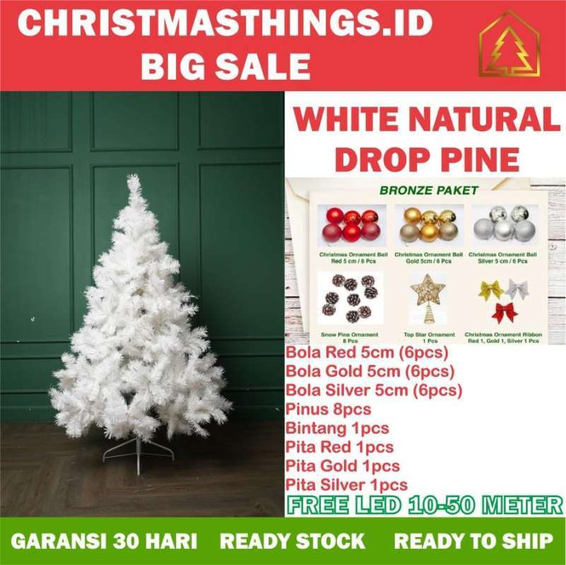Jual Pohon Natal 1,2 Meter 120 cm 4ft Natural Drop Pine Jarum Pinus - White Natural - Paket ...