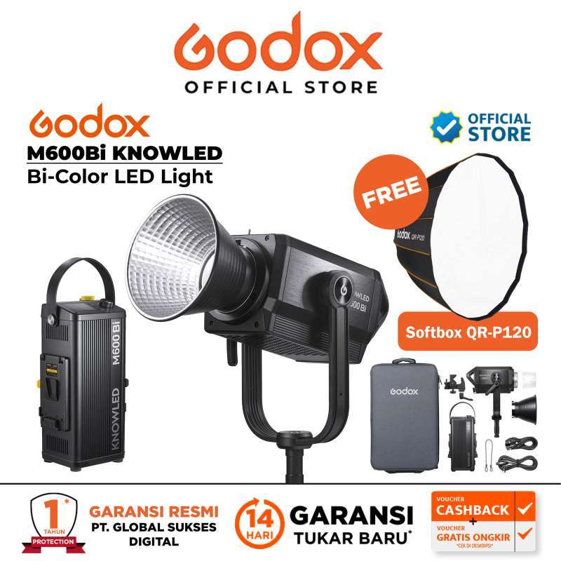 Jual Godox M600Bi Daylight LED FREE QR-P90 / QR-P120 Parabolic Softbox di Seller Godox Official ...