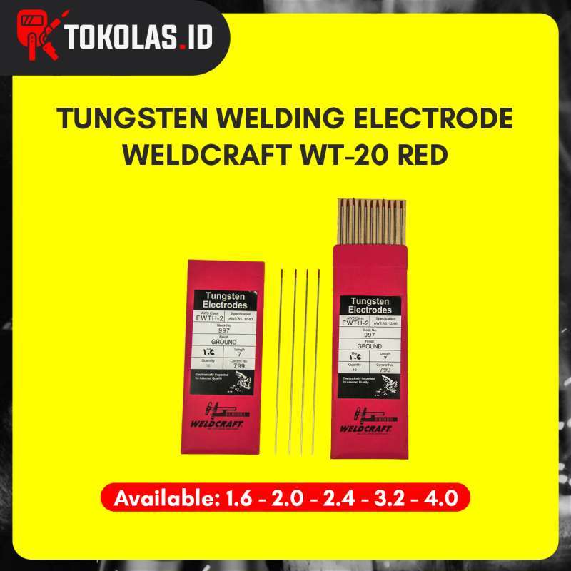 Jual 10 Pcs Tungsten Welding Electrode WT-20 Jarum Las Argon Merah 1.6 MM x 175 MM di Seller ...