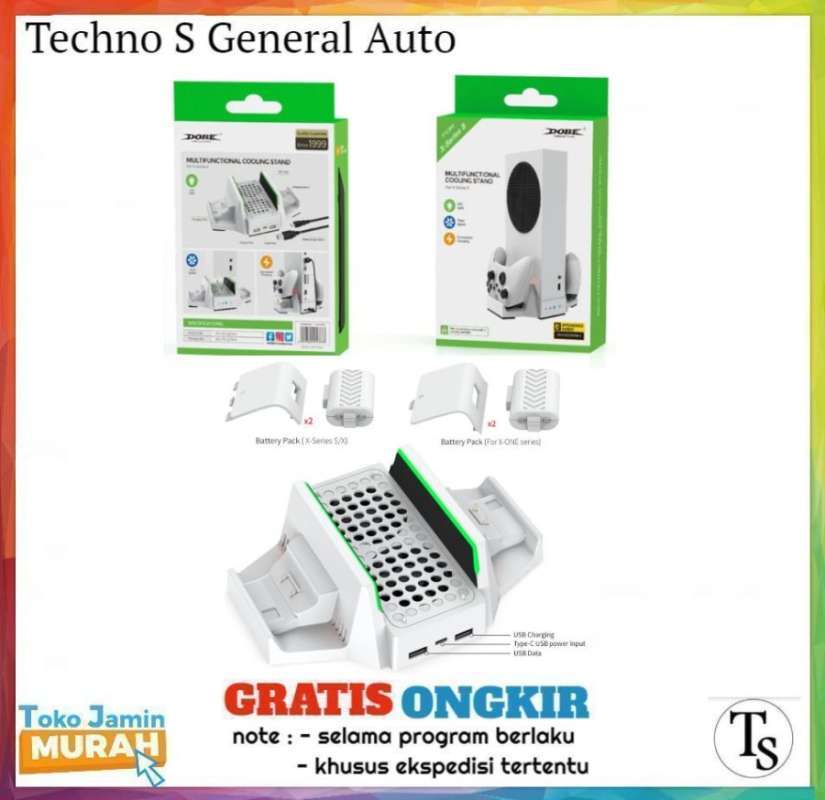 Jual Dobe Xbox Series S Multifunctional Cooling Fan Vertical Charging Stand with Battery Pack ...