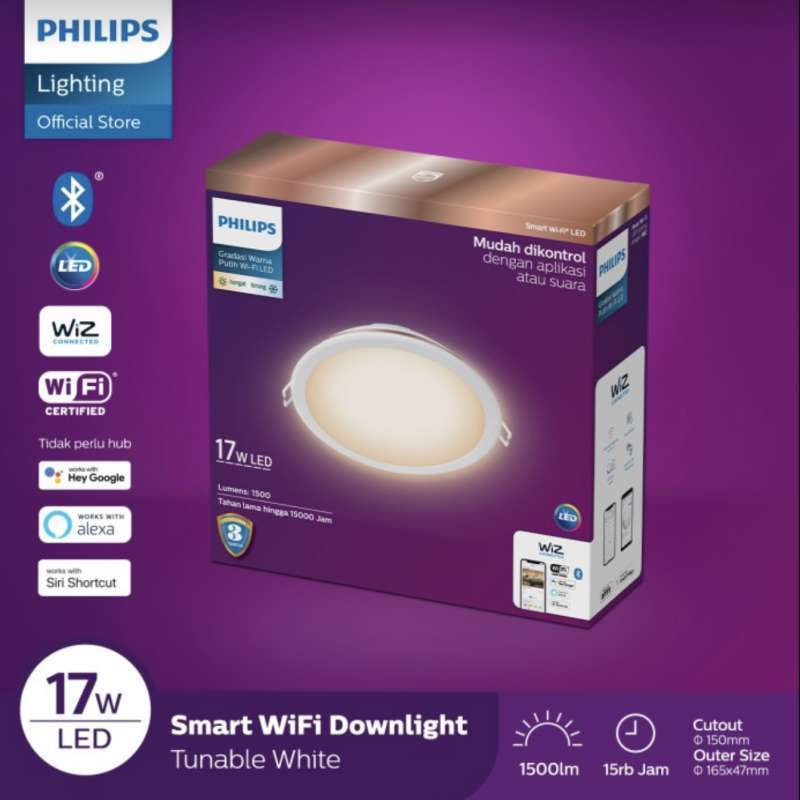 Jual PHILIPS Smart WIFI LED Downlight 17W 17 W 17 Watt Tunable White ...