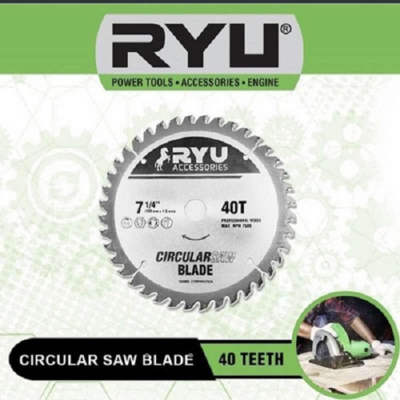 Jual Ryu Mata Potong Kayu / Mata Potong Circular Saw 7 1/4 Inch 40T di ...
