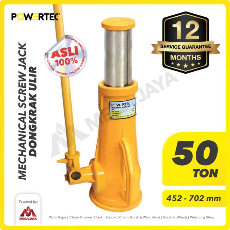 Jual Screw Jack / Dongkrak Ulir Botol 50 Ton POWERTEC di Seller ...