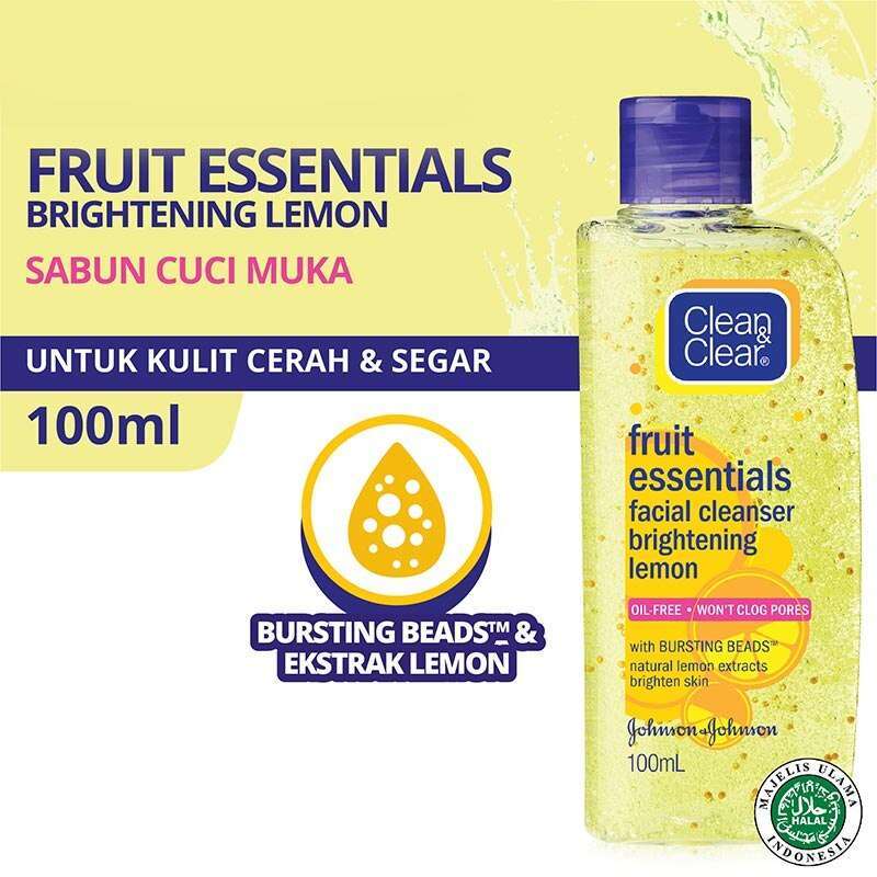 Jual Clean & Clear Fruit Essentials Brightening Lemon Facial Cleanser ...