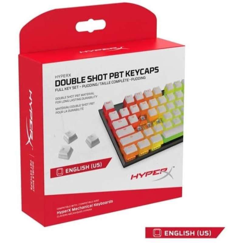 Jual Hyperx White Double Shot Pbt Gaming Keycaps For Keyboard Us Hxs ...