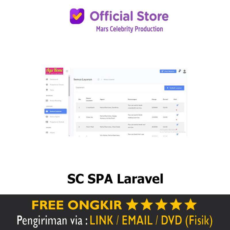 Jual Source Code Aplikasi Pemesanan Booking Management Salon Spa