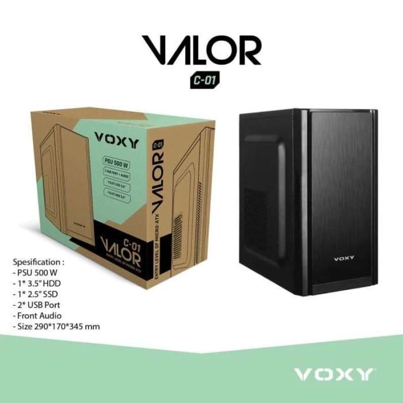 Jual VOXY CASING VALOR C-01 MICRO-ATX WITH PSU 500W/CASE CPU KOMPUTER ...