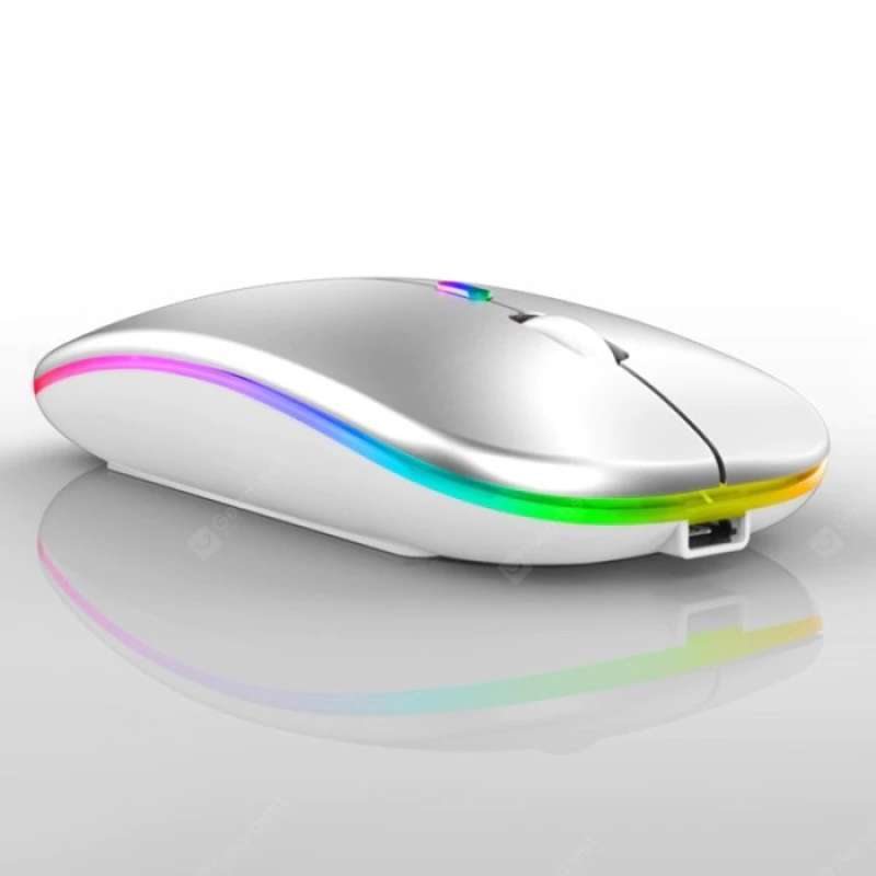 Jual SKU-1237 MOUSE WIRELESS APPLE LED RGB RECHARGEABLE SILENT KLIK ...