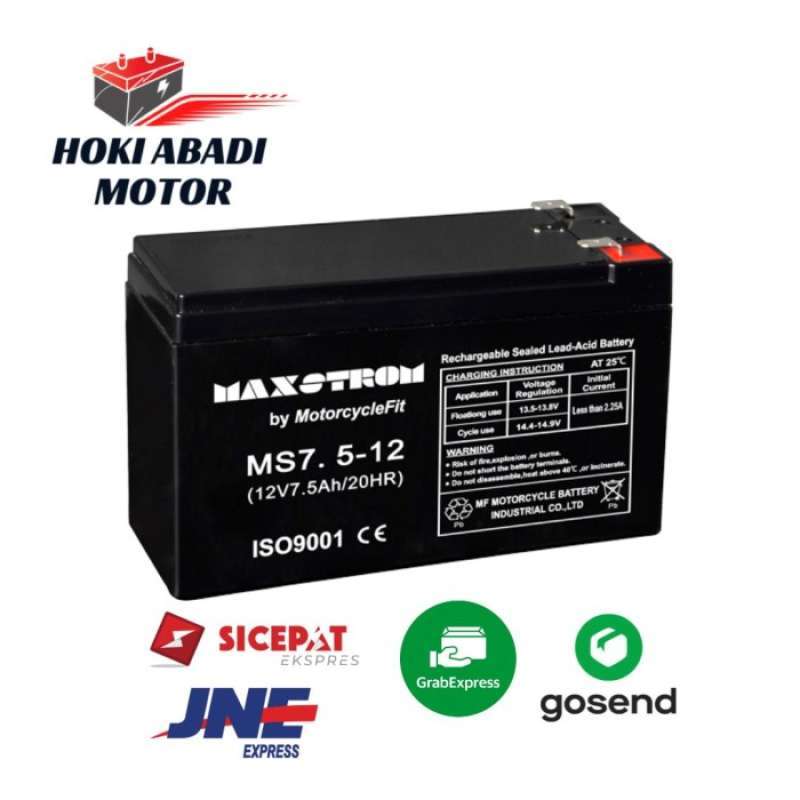 Promo Aki Ups 12V 7.5Ah /Aki Kering Sepeda Listrik /Maxstrom 12V 7.5Ah ...