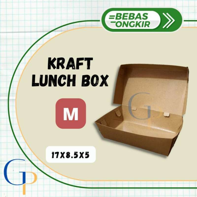 Jual Paper Lunch Box Ukuran M Bahan Kraft/ Lunch Box Ramah Lingkungan ...