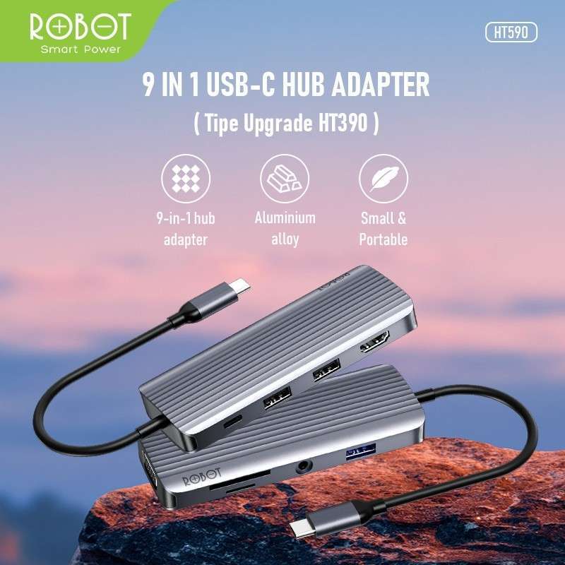Jual Robot Ht590 Multiport 9in1 Usb Type C Hub Adapter Konektor Di Seller Metoocel Official
