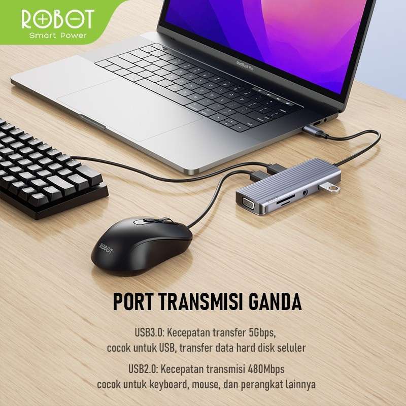 Jual Robot Ht590 Multiport 9in1 Usb Type C Hub Adapter Konektor Di Seller Metoocel Official