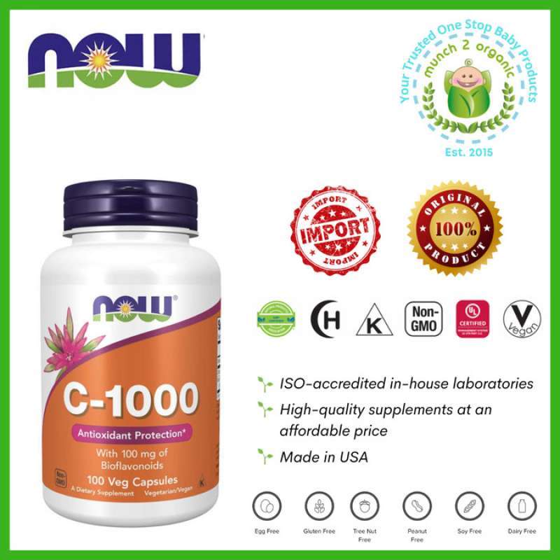 Promo NOW Vitamin C 1000mg with Bioflavonoids 100s capsule Diskon 23% ...