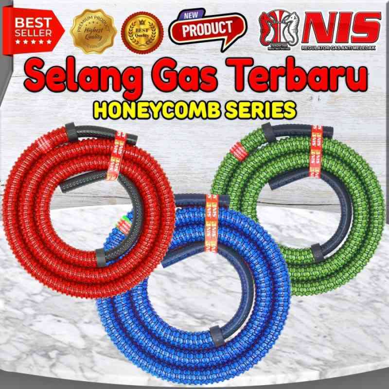 Promo PAKET SELANG GAS SELONSONG BESI SPIRAL NIS - HONEYCOMB - Biru ...