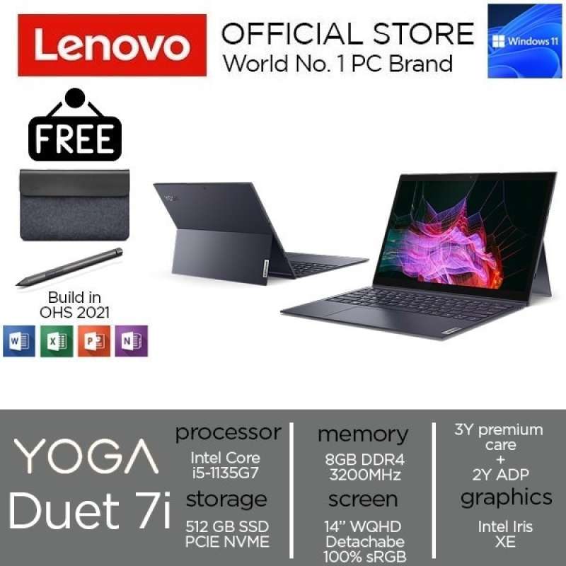 Jual Lenovo Yoga Duet I G Gb Ssd Gb Iris Xe Win Ohs Stone Blue Di Seller Lenovo