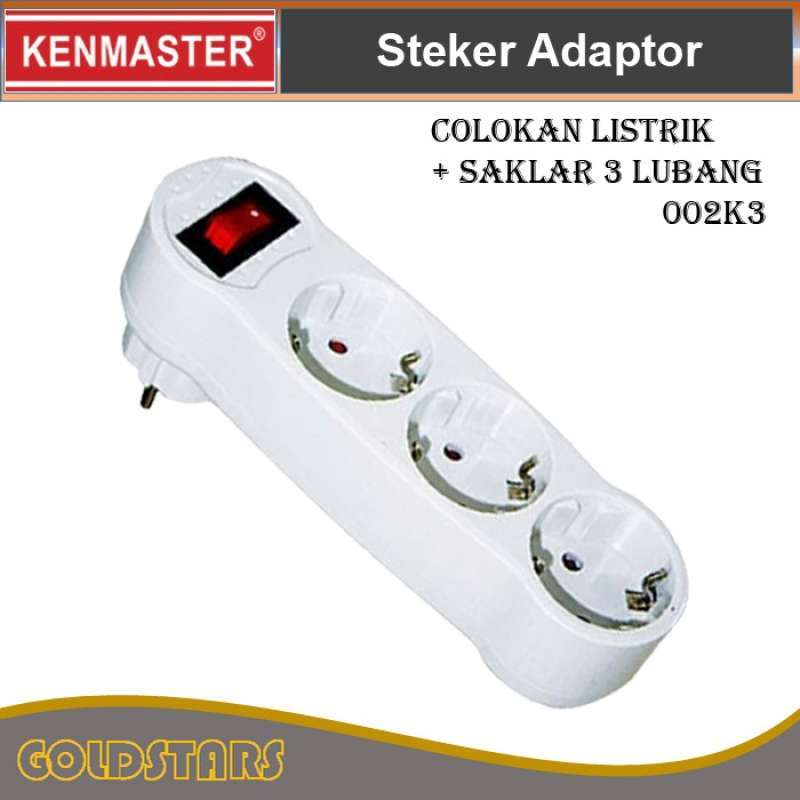 Promo Steker Colokan Listrik 3 lubang + Saklar - Kenmaster Plug Adaptor ...