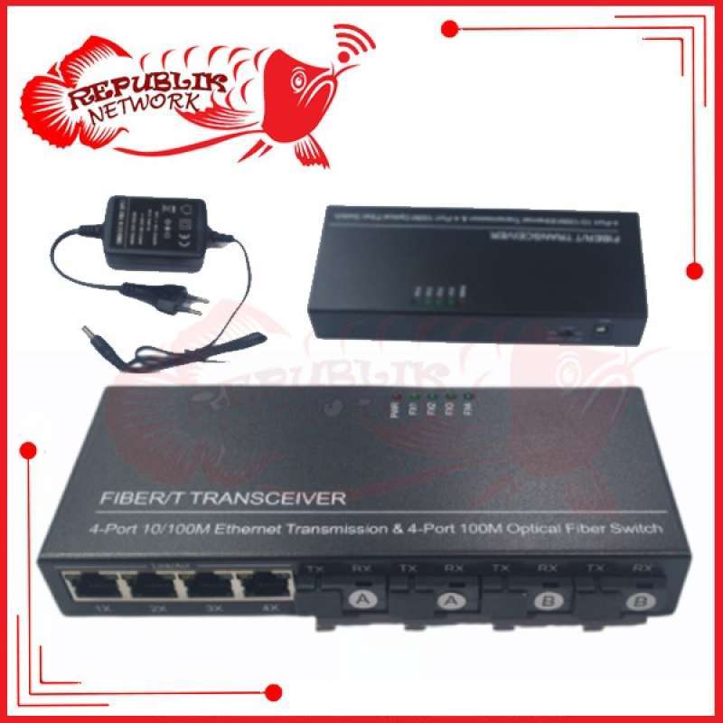 Promo Media Converter Ethernet Fiber Switch 4 FO 4 LAN 100 Base-T|4 SC ...