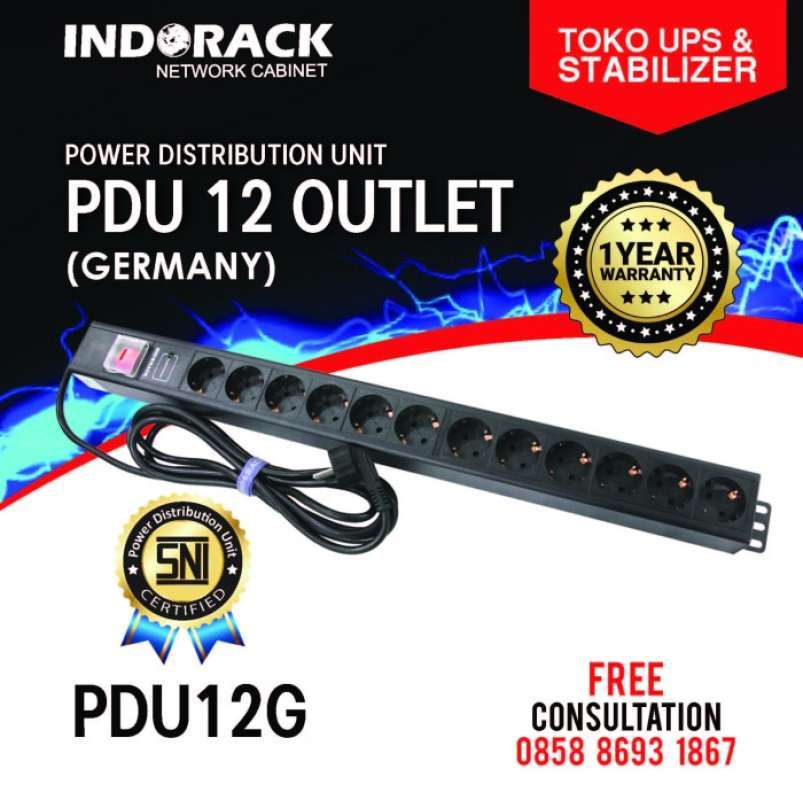 Jual INDORACK PDU 12G / POWER SET DISTRIBUTION / COLOKAN LISTRIK 12 ...