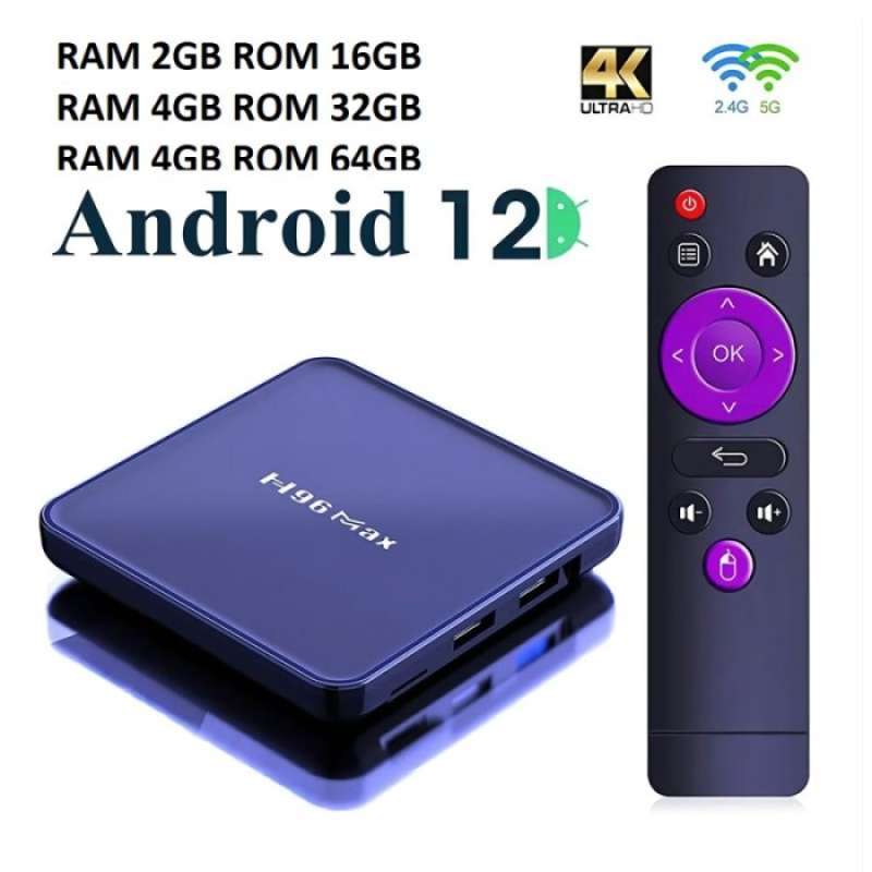 Jual Android Tv Box H96 MAX V12 RK3318 RAM 2/16GB OS 12 Bluetooth Wifi ...