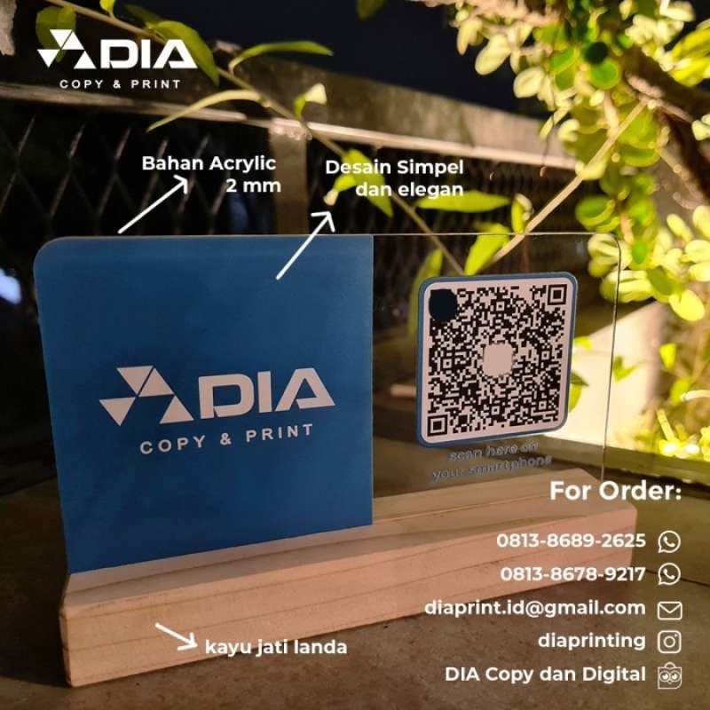 Jual AKRILIK CUSTOM-AKRILIK SCAN BARCODE-QRIS-SCAN MENU DAN NOMER MEJA ...
