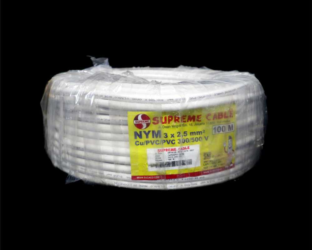 Jual Kabel Warna Putih Nym Ukuran 3x2.5 Mm Merk Supreme Panjang 100m Di ...