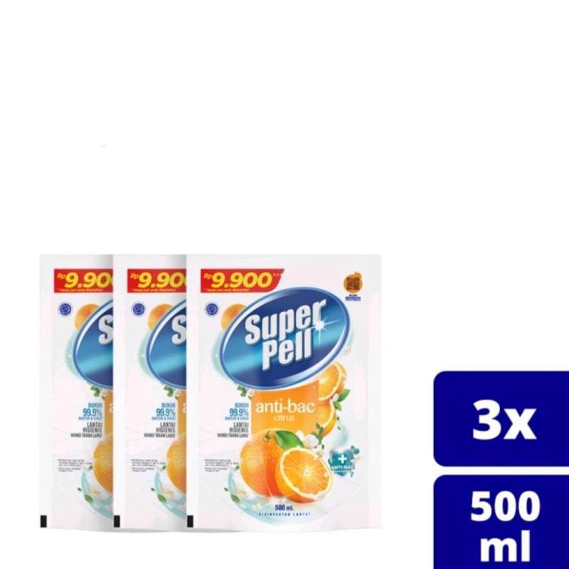 Jual Superpell Pembersih Lantai Antibacterial Citrus Pouch 500ml 3 Pc ...