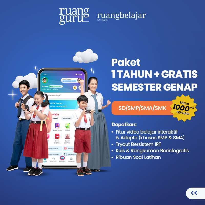 Promo Ruangguru - ruangbelajar SD/SMP/SMA/SMK (1 Tahun + GRATIS ...