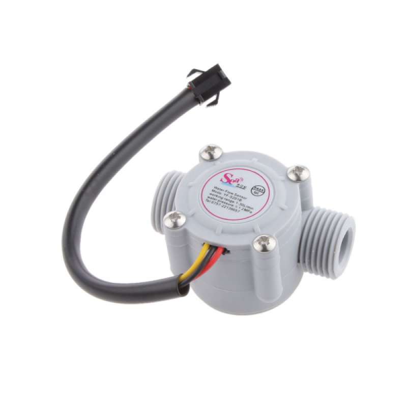 Jual 1/2 Threads Water Flow Sensor Flowmeter Hall Water Control 1-30L ...
