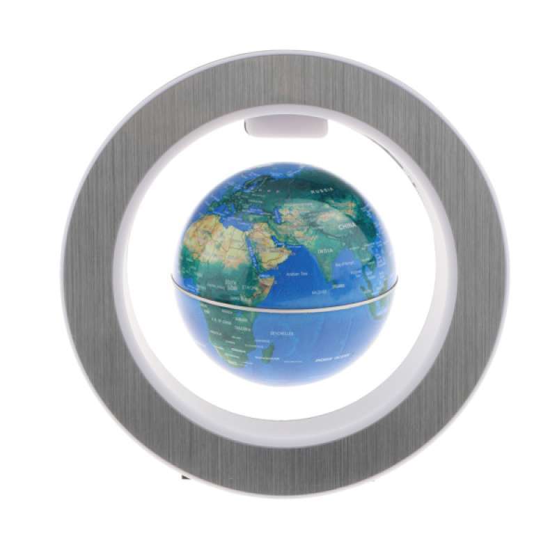 Jual 4'' Rotating Magnetic Floating Globe World Map Circular Frame LED ...