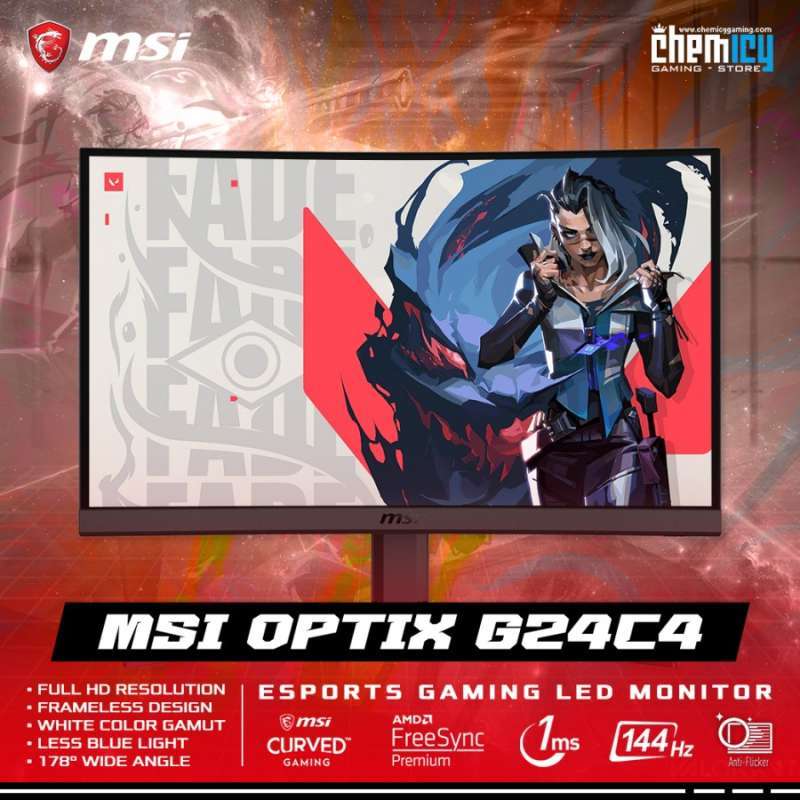 Jual Msi Optix G24c4 23.6inch 144hz Freesync Curved Gaming Monitor Di ...