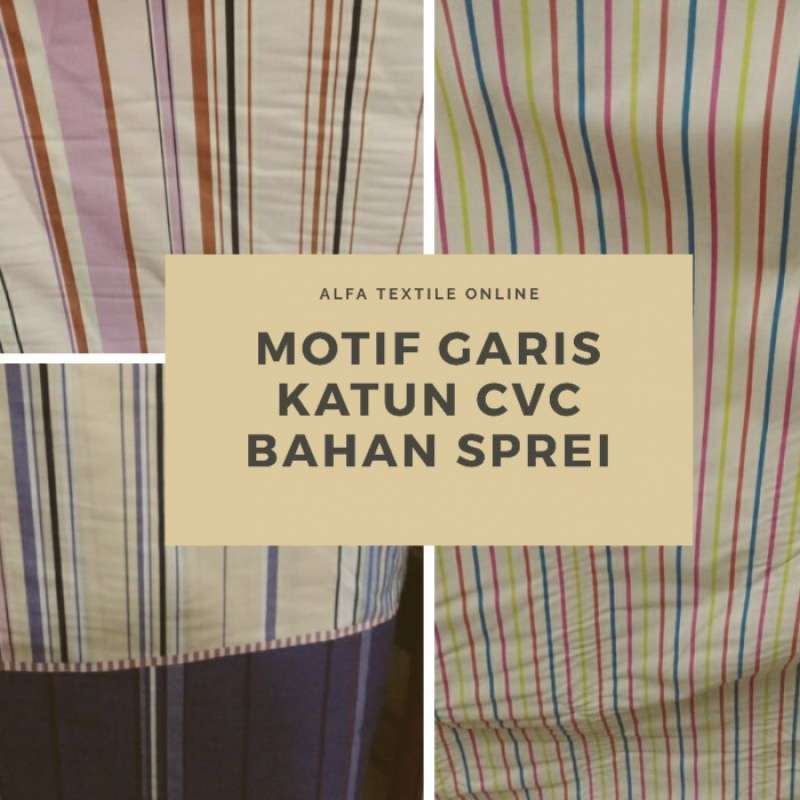 Jual Alfa Textile Kain Sprei Bahan CVC Lebar 240 Cm - Hijau Motif Garis ...