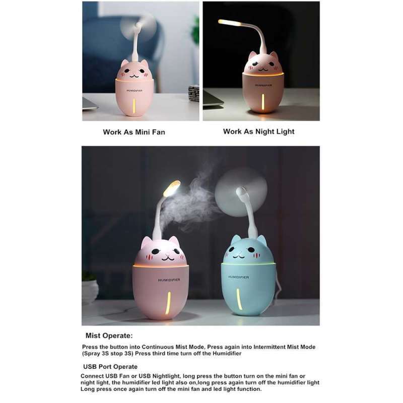 Jual Taffware Cute Pet Humidifier 3 In 1 + Led Light + Usb Fan - Humi ...