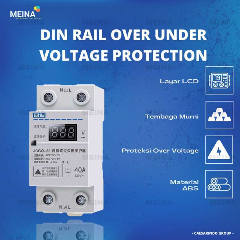 Promo Din Rail Over Under Voltage Protection 230V 40A / 230 Volt 40 ...