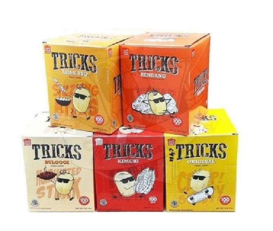 Jual Snacks Makanan Ringan Baked Crisps Kentang TRICKS 1 Dus di Seller ...