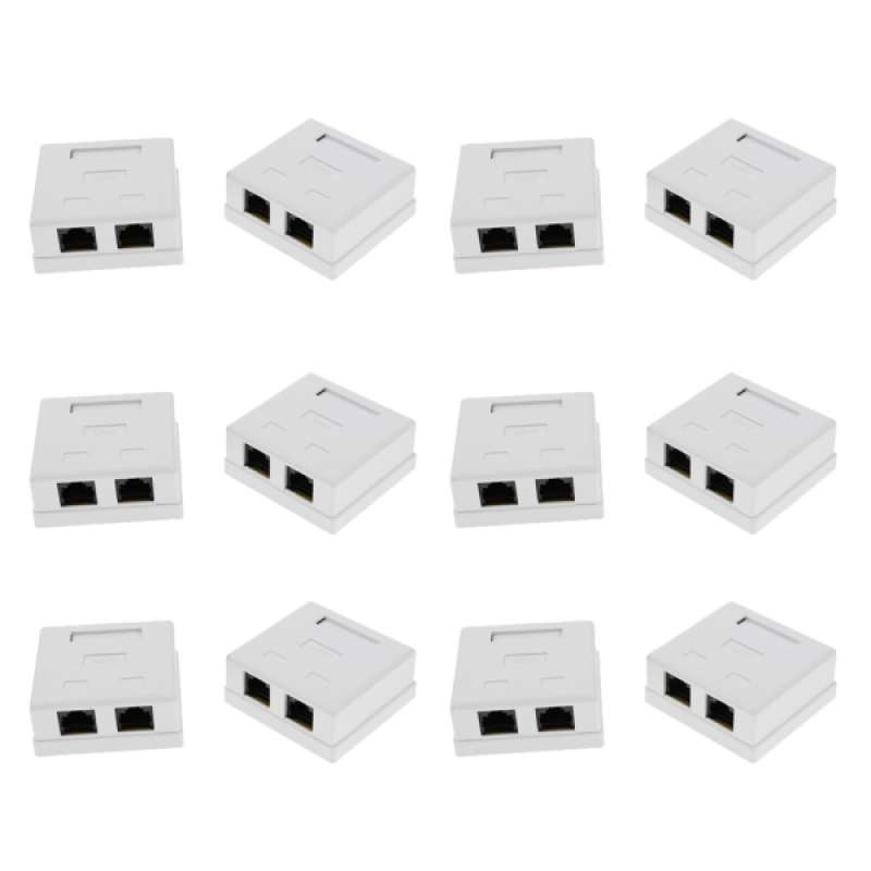 Promo 12x RJ45 Cat6 Surface Wall Mount Network Ethernet Jack Dual Port ...