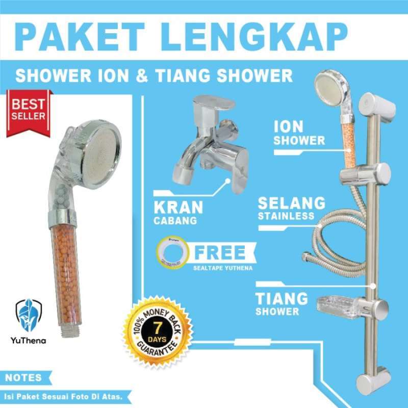Promo PAKET KOMPLIT super shower ion dan kran cabang dan shower tiang ...