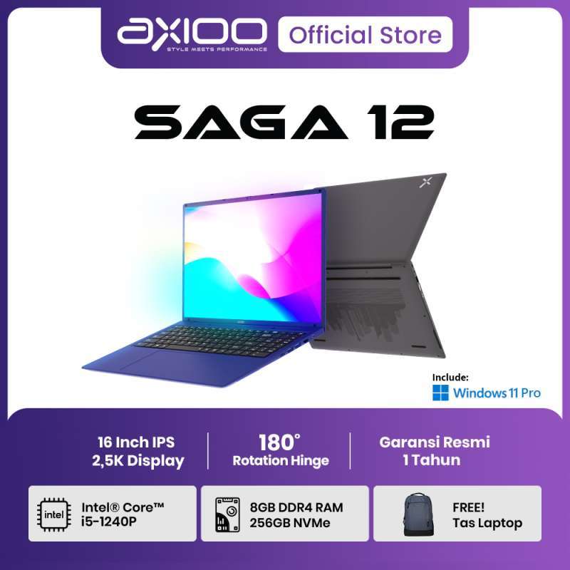 Jual Laptop Axioo Mybook Saga 12 (ram 8gb / 256gb Nvme) 16” 2,5k Ips ...