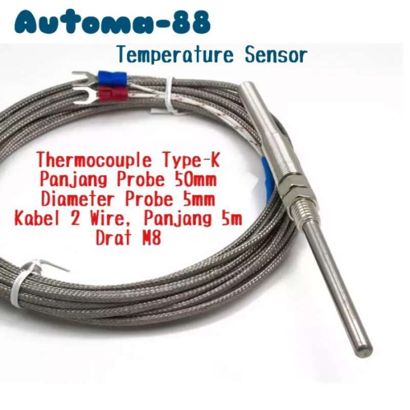 Promo 5M TYPE K TEMPERATURE SENSOR PROBE 50MM THERMOCOUPLE TC-K 5 METER ...
