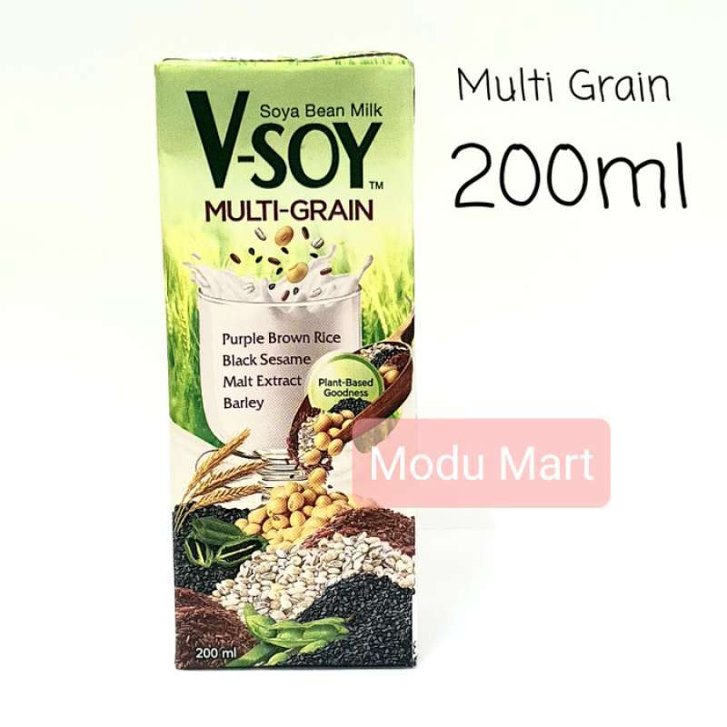 Jual V-soy Multi Grain Soya Bean Milk 200ml - Vsoy Susu Kacang Kedelai ...
