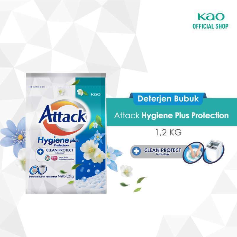 Promo Attack Hygiene Plus Deterjen Bubuk Semua Jenis Mesin Cuci 1200gr ...