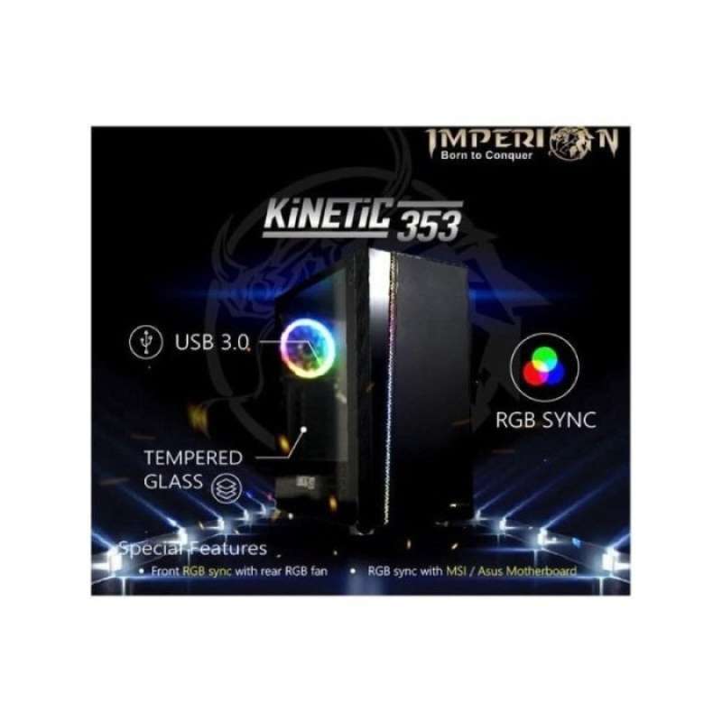 Jual Imperion Casing Pc Kinetic 353 Free 1 Fan Rgb Sync Gaming Pc Case ...