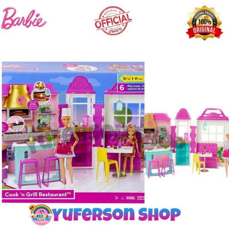 Jual Barbie Cook N Grill Restaurant Doll And Playset With 25 Pieces Hbb91 Di Seller Yuferson Shop
