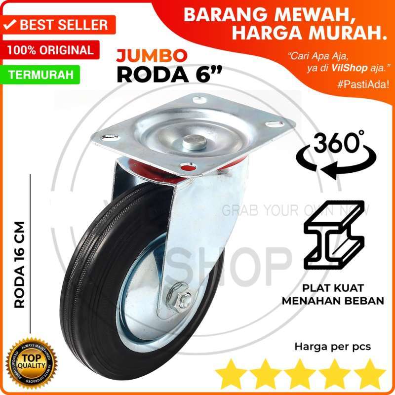 Jual RODA ETALASE CASTER WHEEL 6 INCH 16 CM RODA STEALING STELING ...